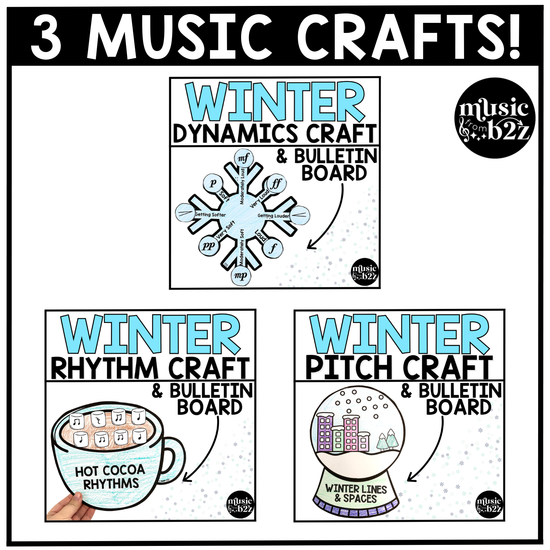 Winter Music Craft BUNDLE Winter Music Activities Winter Music Bulleti ...
