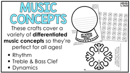 Winter Music Craft BUNDLE Winter Music Activities Winter Music Bulleti ...